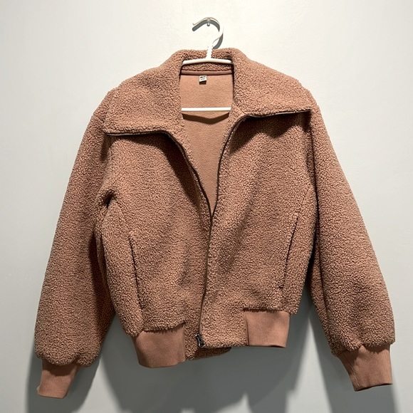 Uniqlo | Jackets & Coats | Teddy Uniqlo Jacket Blush Pink | Poshmark